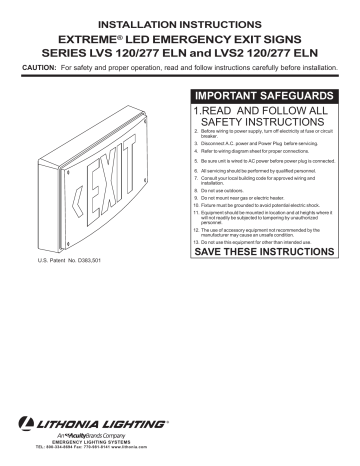 Lithonia Lighting LV Series Installation Instructions | Manualzz