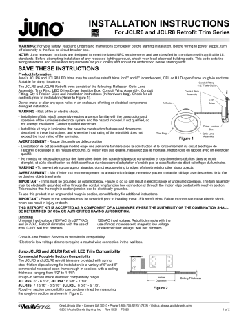 Juno JCLR8L Downlight Retrofit Kit Installation Instructions | Manualzz