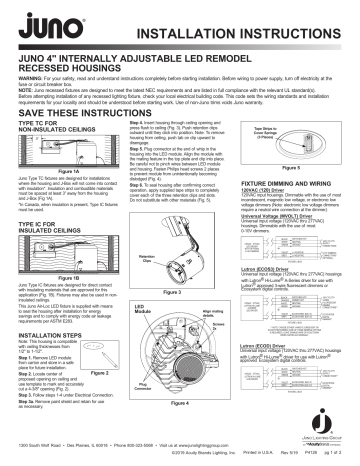 Juno TC4RAL 1000LM Housing Installation Instructions | Manualzz
