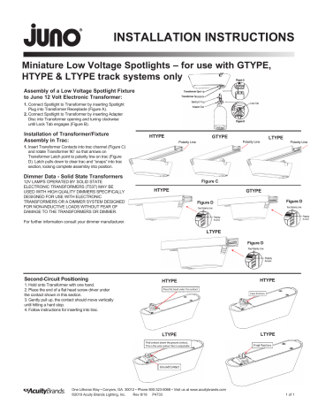 Juno T537 Transformer Guide d'installation | Manualzz