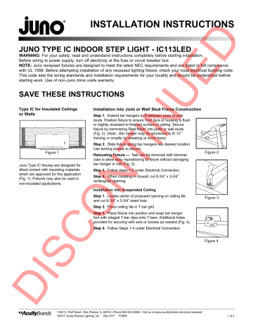 Juno IC113LED Step Light Installation Instructions | Manualzz