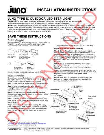 Juno IC115LEDPM Step Light Guide d'installation | Manualzz