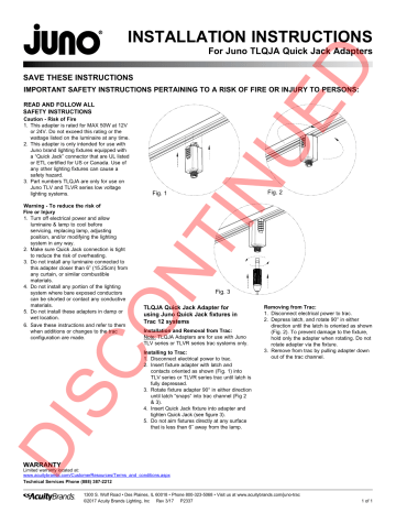 Juno TLQJA Adapter Installation Instructions | Manualzz