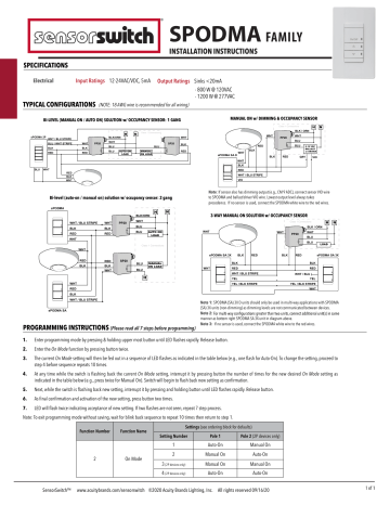 SensorSwitch SPODMA Series Installation Instructions | Manualzz