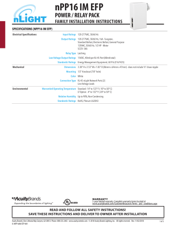nLight nPP16 IM Installation Instructions | Manualzz
