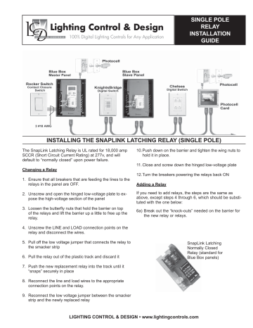 Lighting Controls & Design SnapLink Latching Relay Installation ...