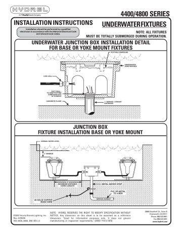 Hydrel 4800 BM YM LED Installation Instructions | Manualzz