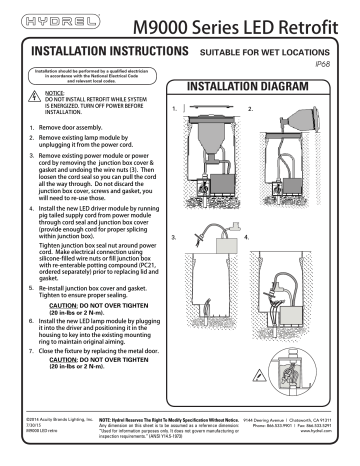 Hydrel M9700C LED Installation Instructions | Manualzz