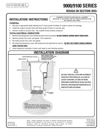 Hydrel 9100 Installation Instructions | Manualzz