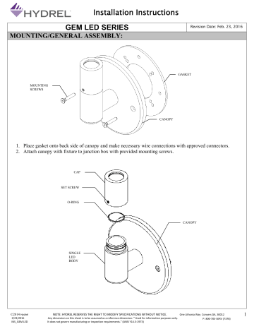 Hydrel Gem Installation Instructions | Manualzz