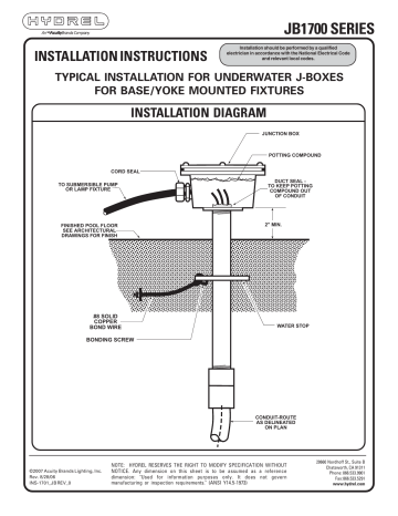 Hydrel JB1701 Installation Instructions | Manualzz