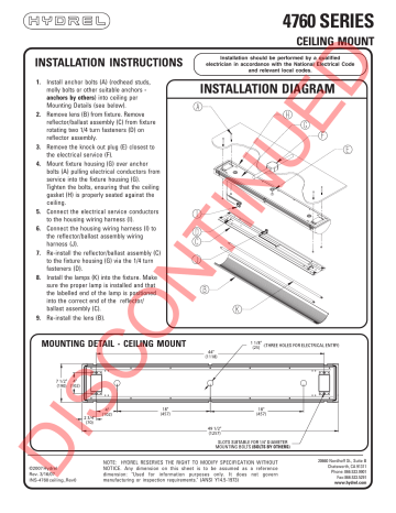 Hydrel 4760 LED WL Installation Instructions | Manualzz