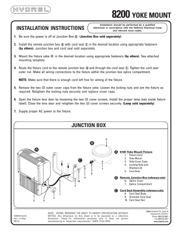 Hydrel 8200 Static RGB Installation Instructions | Manualzz