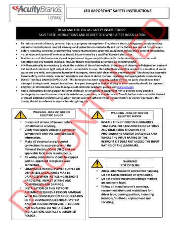 Holophane GlasWerks LED Installation Instructions | Manualzz