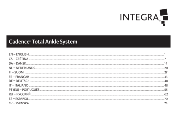 Integra Cadence® Total Ankle System Instructions for use | Manualzz