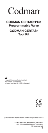 Integra CERTAS® Plus Programmable Valve & CERTAS® Tool Kit ...