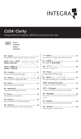Integra CUSA® Clarity Torque Wrench Mode d'emploi | Manualzz
