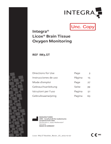 Integra Licox® IM3ST Instructions for use | Manualzz