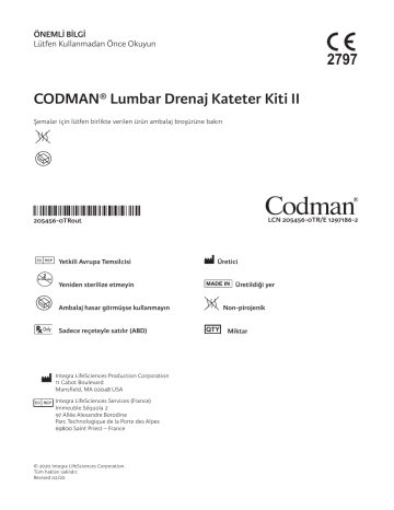 Integra CODMAN® Lumbar Drainage Catheter Kit II Kullanma talimatları ...