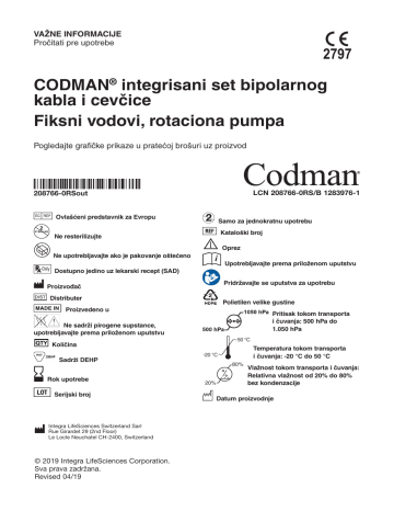Integra CODMAN® Bipolar Cord and Tubing Set 'Fixed Leads, Rotary Pump ...