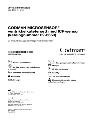 Integra CODMAN MICROSENSOR® Ventricular Catheter Kit ...