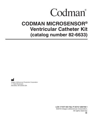 Integra CODMAN MICROSENSOR® Ventricular Catheter Kit ...