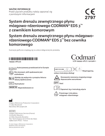 Integra CODMAN® EDS 3™ CSF Instrukcja obsługi | Manualzz