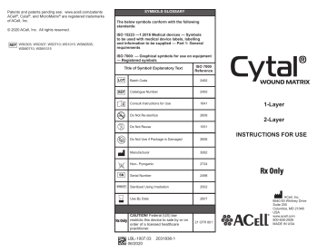 Integra Cytal® Wound Matrix 1-Layer & 2-Layer Instructions for use ...