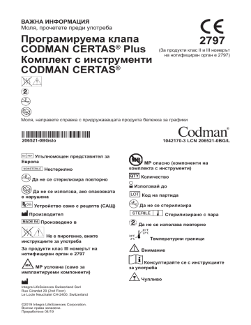 Integra CERTAS® Plus Programmable Valve & CERTAS® Tool Kit Инструкции ...