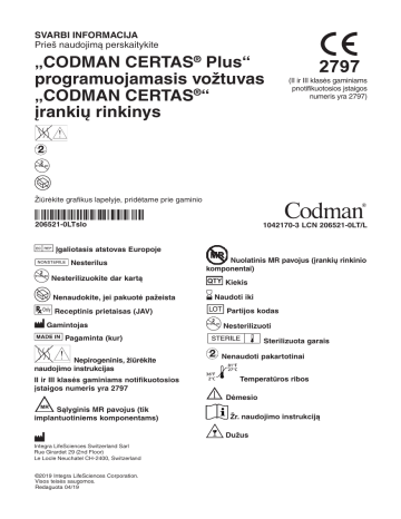 Integra CERTAS® Plus Programmable Valve & CERTAS® Tool Kit Valdymo ...
