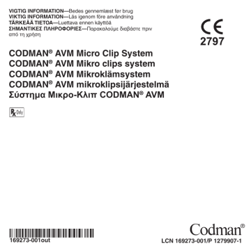 Integra CODMAN® AVM Micro Clip System Betjeningsvejledning | Manualzz