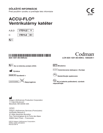 Integra ACCU-FLO® Ventricular Catheter Návod na používanie | Manualzz