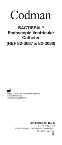 Integra BACTISEAL® Endoscopic Ventricular Catheter Instructions for use ...