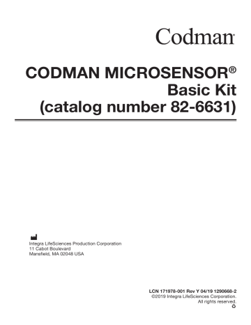 Integra CODMAN MICROSENSOR® Basic Kit 82-6631 Bedienungsanleitung ...
