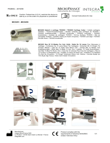 Integra MicroFrance® TEIXIDO Cartilage Cutter Mode d'emploi | Manualzz