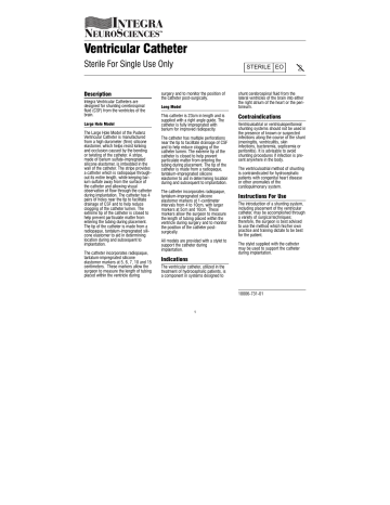 Integra Ventricular Catheter Instructions for use | Manualzz