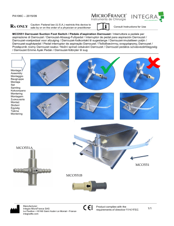 Integra MicroFrance® Darrouzet Suction Foot Switch Assembly Instructions for use | Manualzz