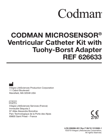 Integra MICROSENSOR® Ventricular Catheter Kit Instructions for use ...
