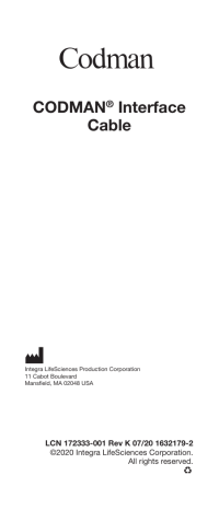 Integra CODMAN® Interface Cable Mode d'emploi | Manualzz