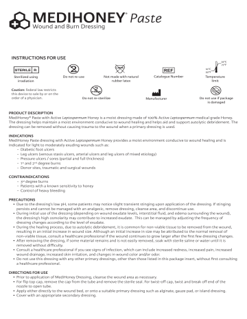 Integra MediHoney® Paste Instructions for use | Manualzz