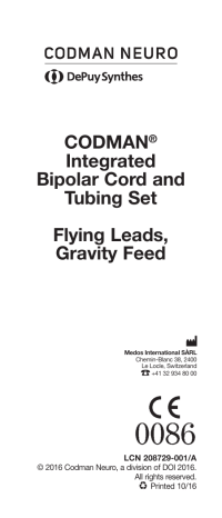Integra 208729-001-A CODMAN® Bipolar Cord and Tubing Set Instructions ...