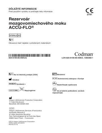 Integra ACCU-FLO® CSF Reservoir Návod na používanie | Manualzz