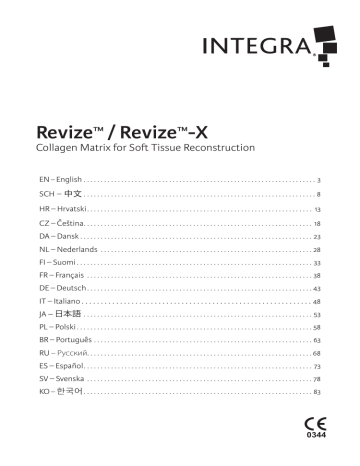 Integra Revize™ / Revize™-X Collagen Matrix Bedienungsanleitung | Manualzz