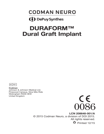 Integra 208648-001-A-INS DURAFORM™ Dural Graft Implant ...