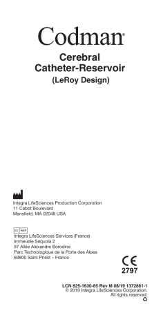Integra CODMAN® Cerebral Catheter-Reservoir LeRoy Design Instructions ...
