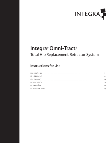 Integra Omni-Tract® Total Hip Replacement Retractor System ...