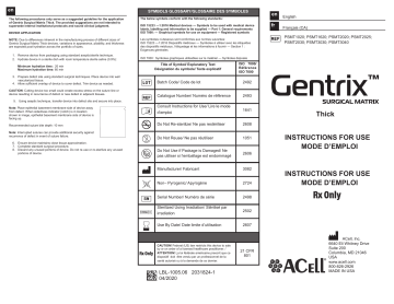 Integra Gentrix® Surgical Matrix 'Thick' Instructions for use | Manualzz