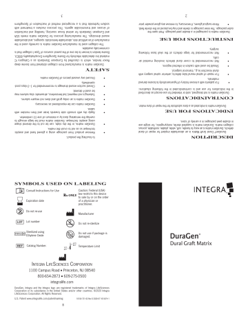 Integra DuraGen® Dural Graft Matrix Instructions for use | Manualzz
