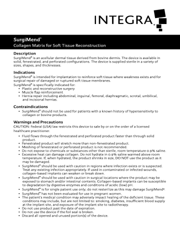 Integra SurgiMend® Collagen Matrix Instructions for use | Manualzz