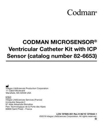 Integra CODMAN MICROSENSOR® Ventricular Catheter Kit ...